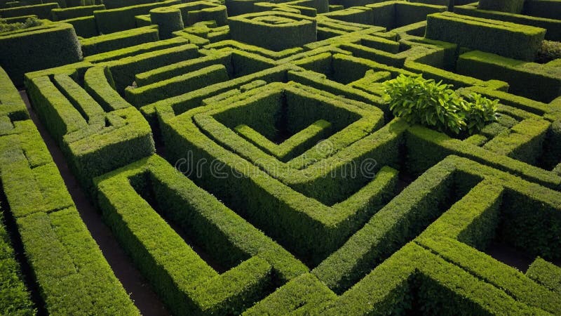A Huge Complex Hedge Maze Made of Leaf Stock Illustration ...