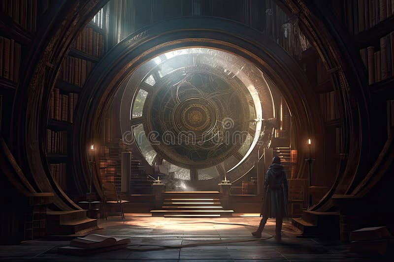 Illustration Fantasy Portal Wizard S Library Stock Image - Image of ...