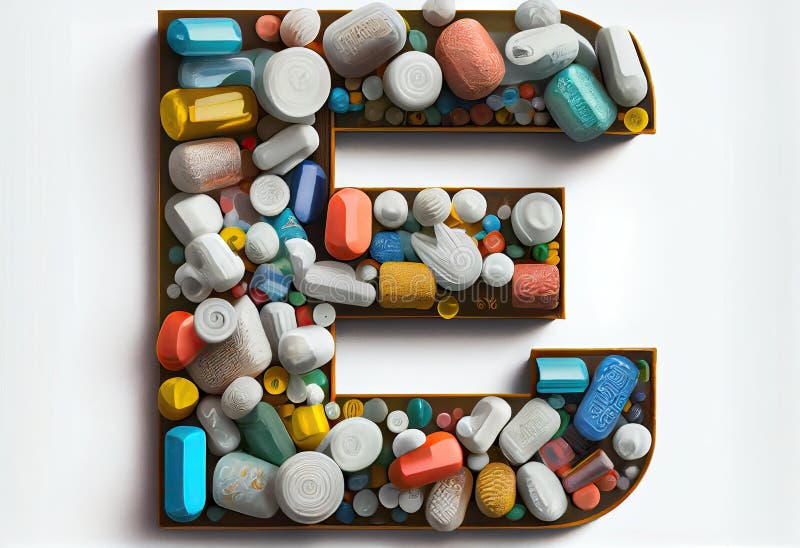 Letter E. Set of Alphabet of Medicine Pills, Capsules, Tablets a Stock ...