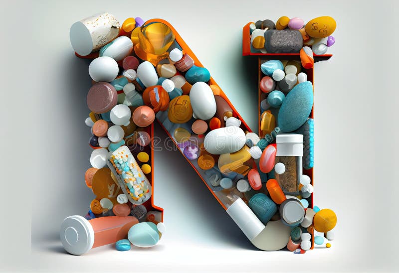 Letter N. Set of Alphabet of Medicine Pills, Capsules, Tablets a Stock ...