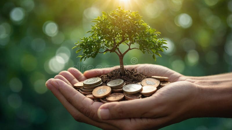 A Lushly Prospering Coin Tree, Its Branches Laden with Gleaming Coins ...
