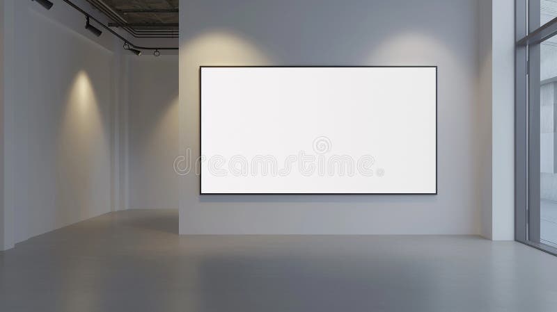 A Media Wall with a Blank Screen LCD, Surrounded by a Minimalist White ...