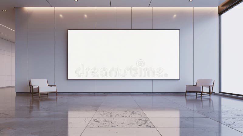 A Media Wall with a Blank Screen LCD, Surrounded by a Minimalist White ...