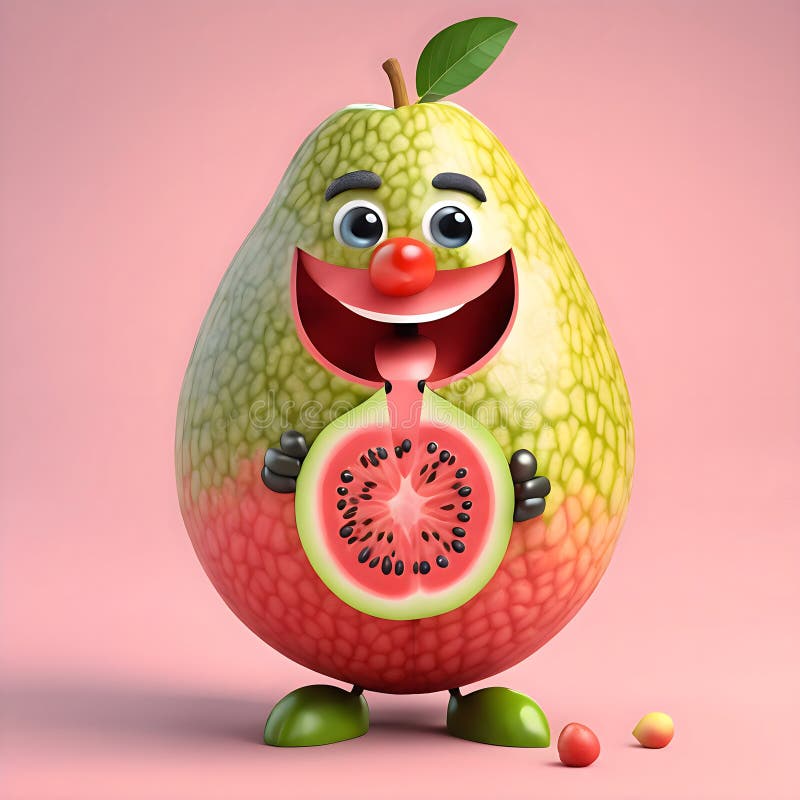 A Mesmerizing 3D Guava Cartoon Character Stock Illustration ...