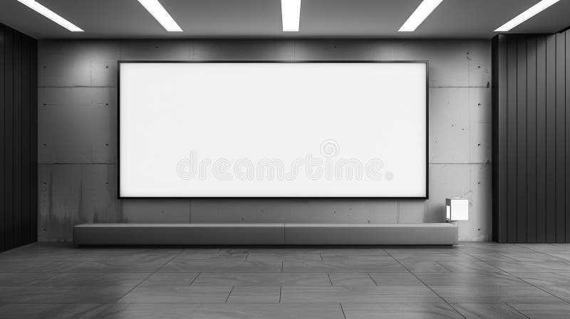 A Minimalist Media Wall with a Blank Screen LCD, Featuring a Clean ...
