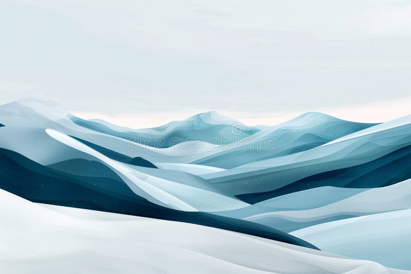 Modern Abstract Art of a Winter Mountainscape with Minimalist Design ...