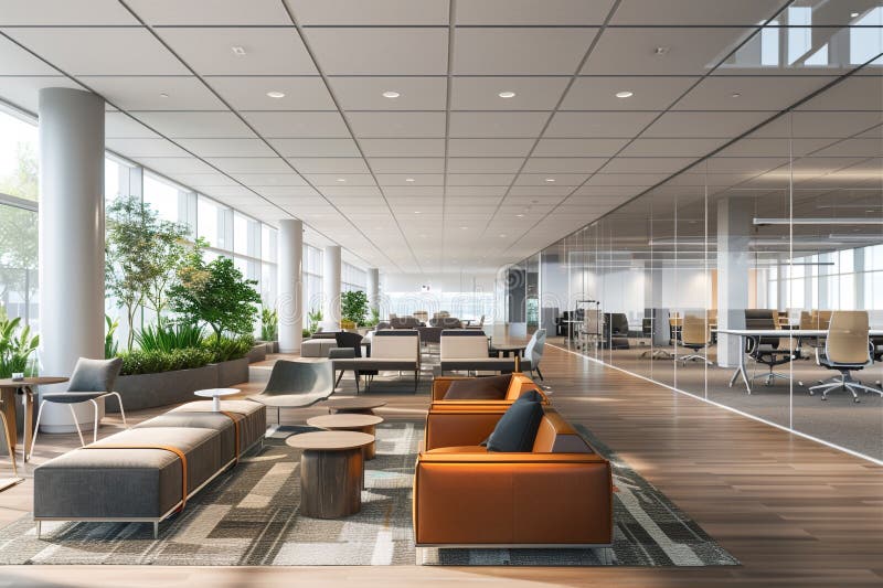 A Modern Open Office with Flexible Seating and Designated Collaboration ...