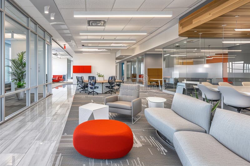 A Modern Open Office with Flexible Seating and Designated Collaboration ...
