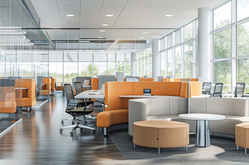 A Modern Open Office with Flexible Seating and Designated Collaboration ...