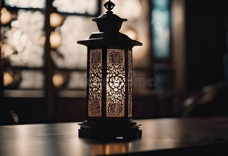 Muslim Lamp As Ramadan Symbol on Dark Background Stock Illustration ...