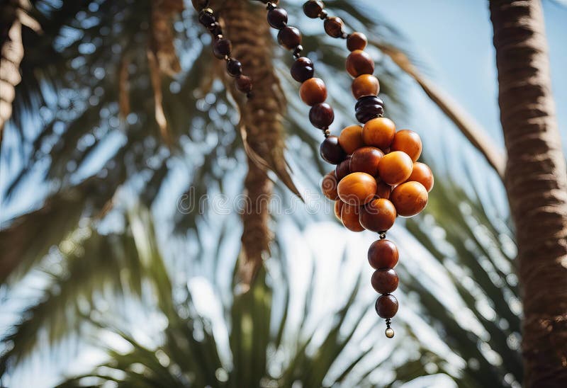 Palm Beads Date Fruit Prayer Stock Illustration - Illustration of ...