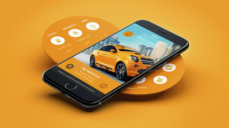 A Photo of a Car Rental Mobile App Interface Stock Illustration ...