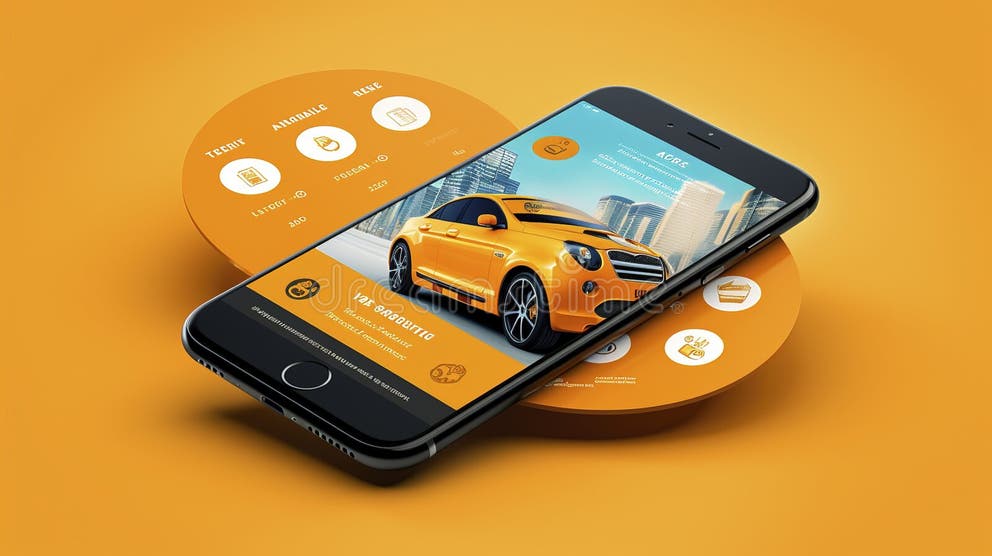 A Photo of a Car Rental Mobile App Interface Stock Illustration ...