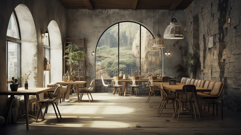 A Photo of a Coffee Shop Meeting Space Stock Illustration ...