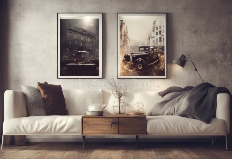 Posters Vintage Mock Composition Wall Frame Three Dimensional ...