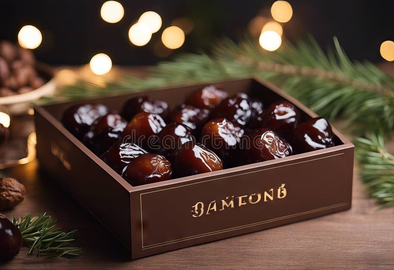 Premium Quality Stuffed Dates in a Box Stock Illustration ...