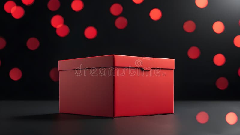 Red Box Mockup: Bold Elegance Against a Black Background with Red Bokeh ...