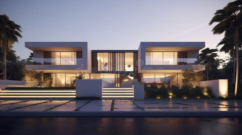 A Quadplex with a Modern Design and Clean Lines Stock Illustration ...