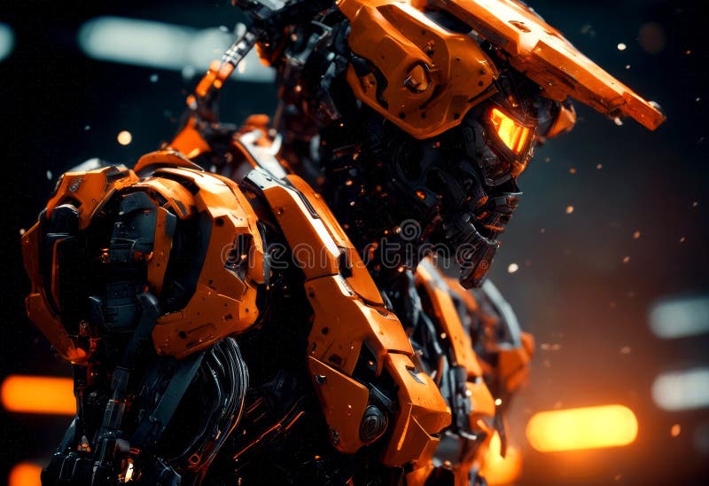 Robot Sci View Front Warrior Soldier Background Rendering 3d Dark ...