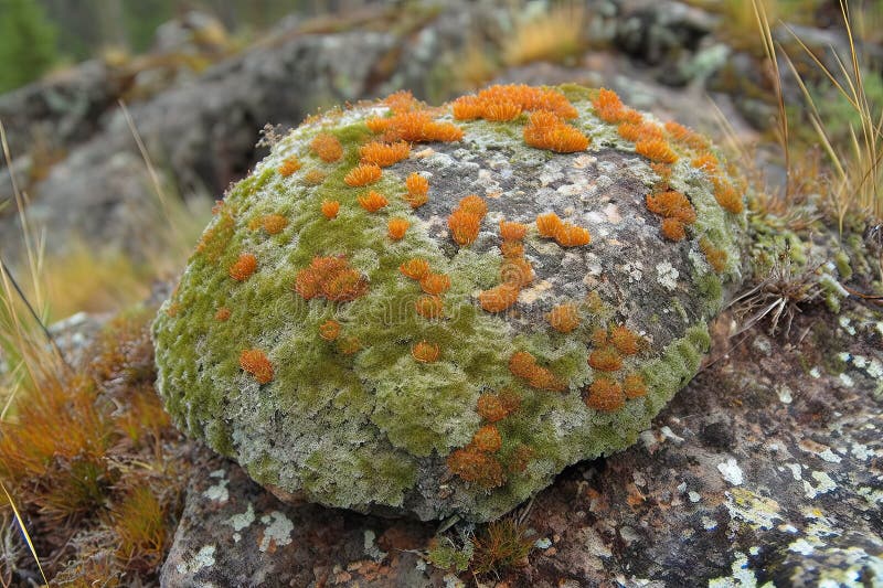 Rock Lichen Close Landscape Mountains Stone Lichen Stock Illustration ...