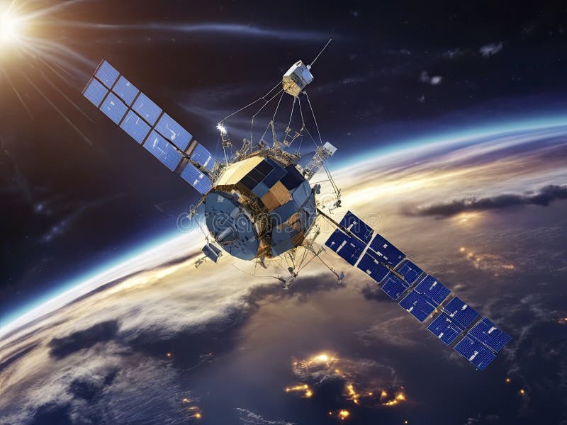 A Satellite Orbiting the Earth, Transmitting Data at Lightning Speed ...