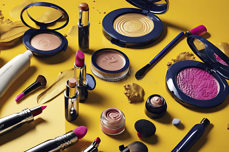 A Selection of High-end Makeup Products Stock Illustration ...