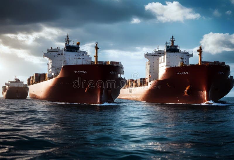 Ships Cargo Were they Sea Middle Wave Three-dimensional Background ...