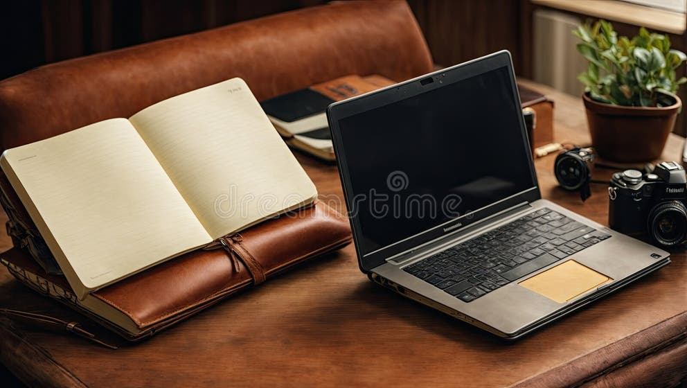 A Side-by-side Comparison of a Modern Laptop and a Classic Leather ...