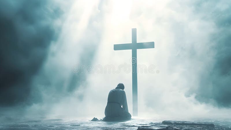 Solitude in Prayer stock illustration. Illustration of meditation ...