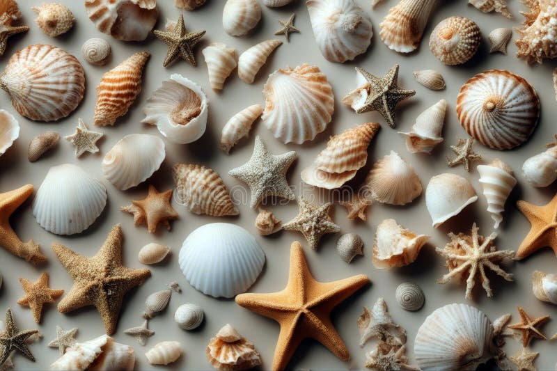 Stars Large Isolated Collection White Background Shells Sea Objects ...