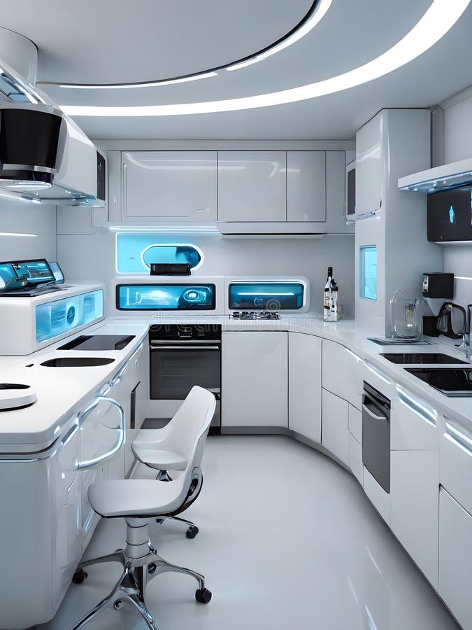 Futuristic Kitchen Design Sleek Culinary Oasis Stock Illustration ...