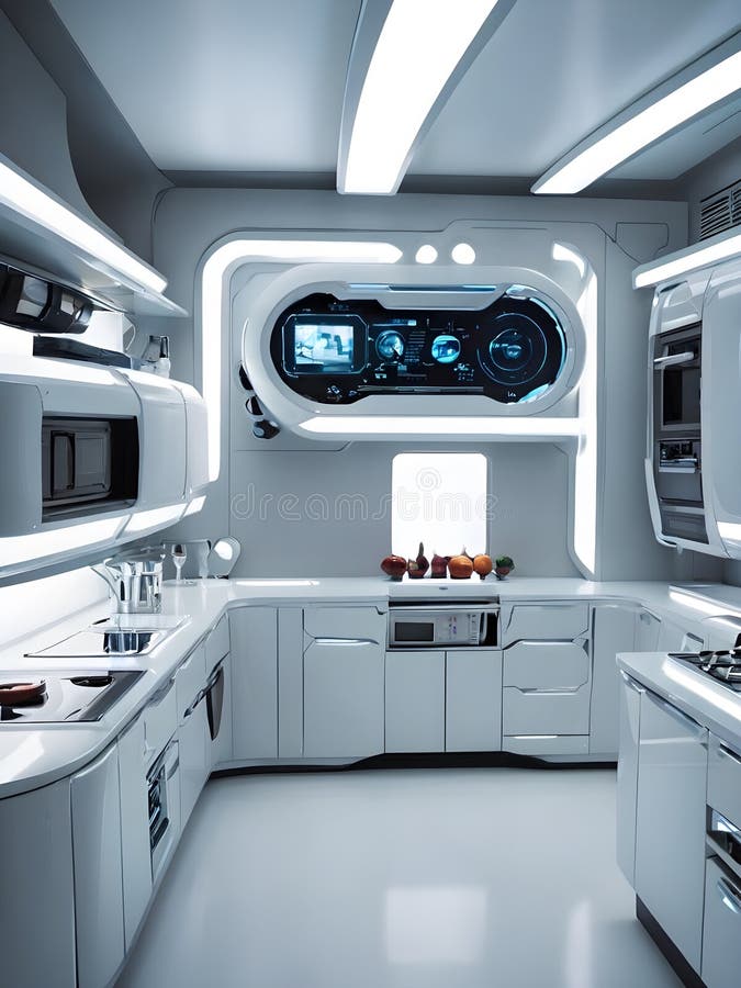 Futuristic Kitchen Design Sleek Culinary Oasis Stock Illustration ...
