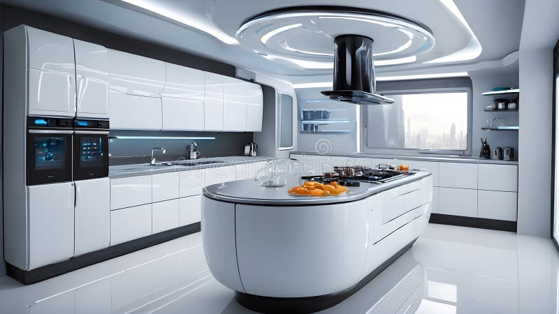 Futuristic Kitchen Design Sleek Culinary Oasis Stock Illustration ...