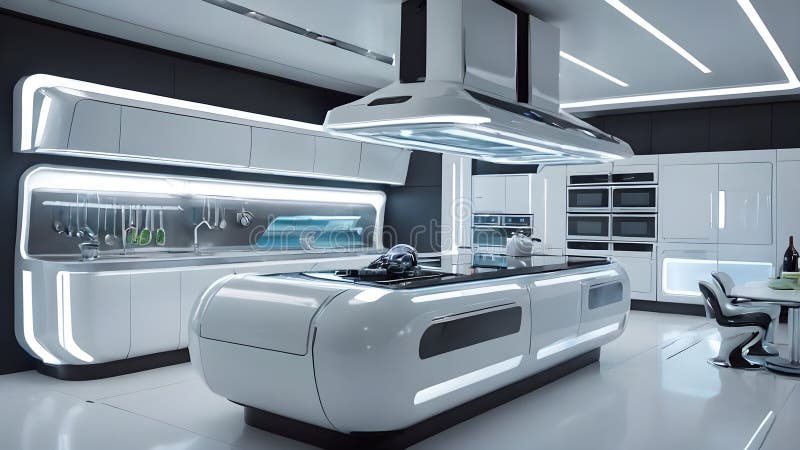 Futuristic Kitchen Design Sleek Culinary Oasis Stock Illustration ...