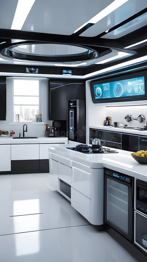 Futuristic Kitchen Design Sleek Culinary Oasis Stock Illustration ...