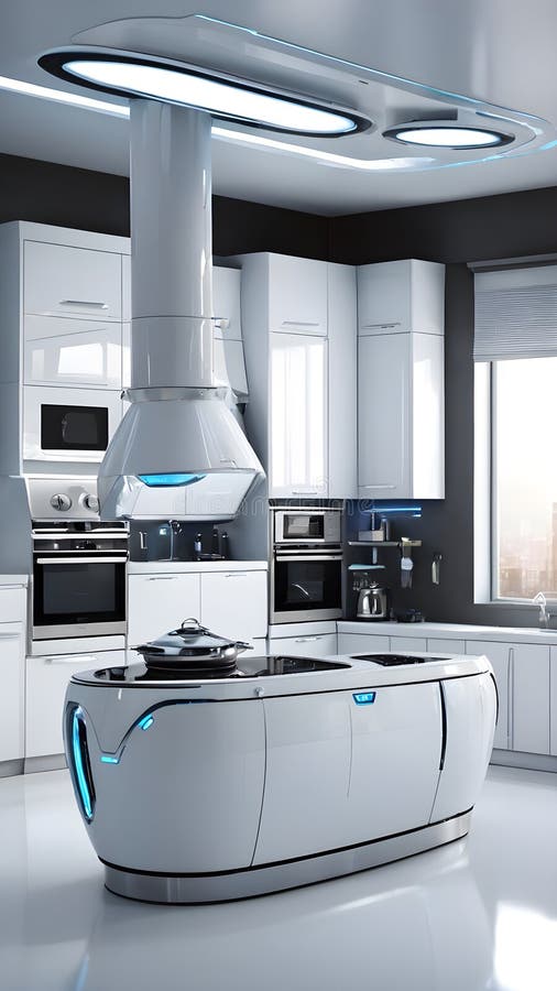 Futuristic Kitchen Design Sleek Culinary Oasis Stock Illustration ...