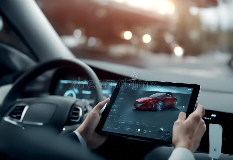 User Autonomous Car Maintenance Tablet Hold Robot Digital Interface ...