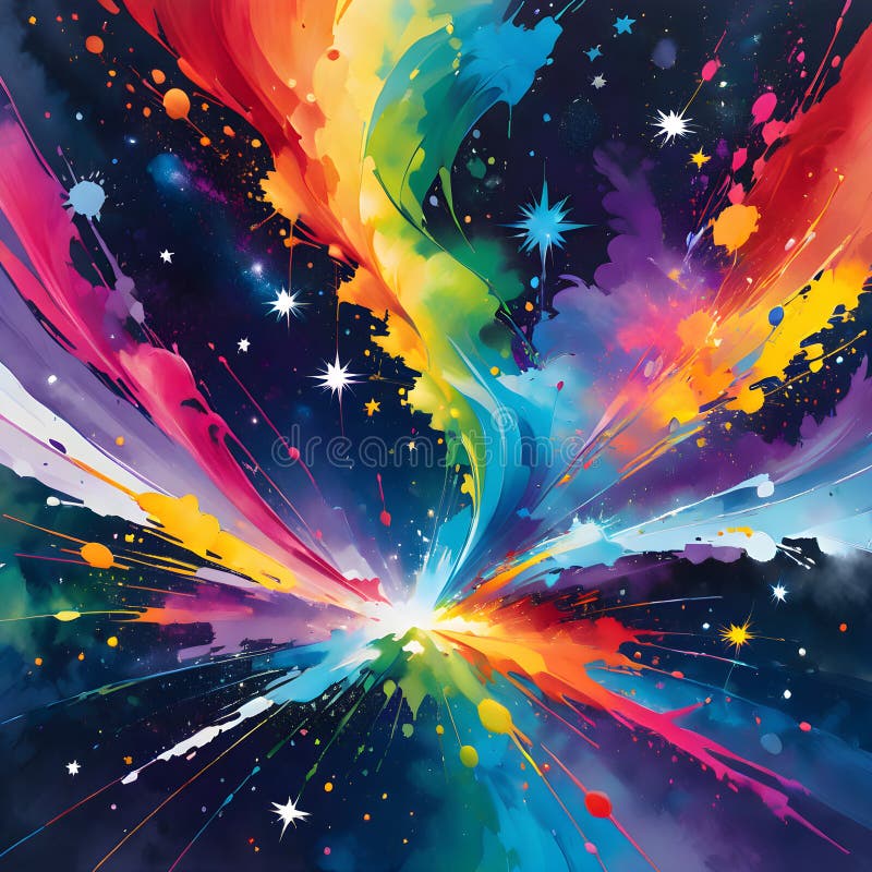 Abstract Pride Flag Cosmic Universe Splash Paint Explosion Centered ...