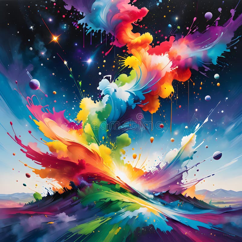 Abstract Pride Flag Cosmic Universe Splash Paint Explosion Stock Image ...