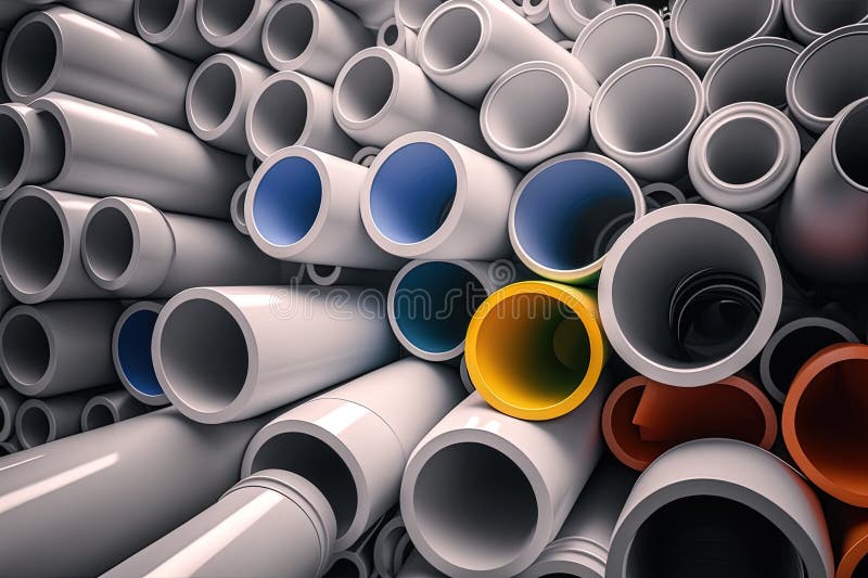Warehouse Stacked Tubes Pipes Plastic PVC Stock Illustration ...