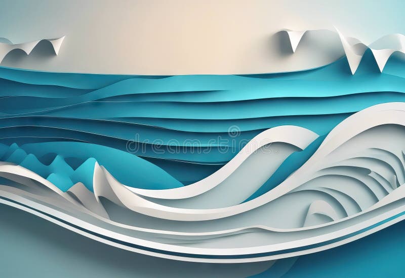 Wavy Border in Paper Cut Style 3d Abstract Background with Cut Out Deep ...