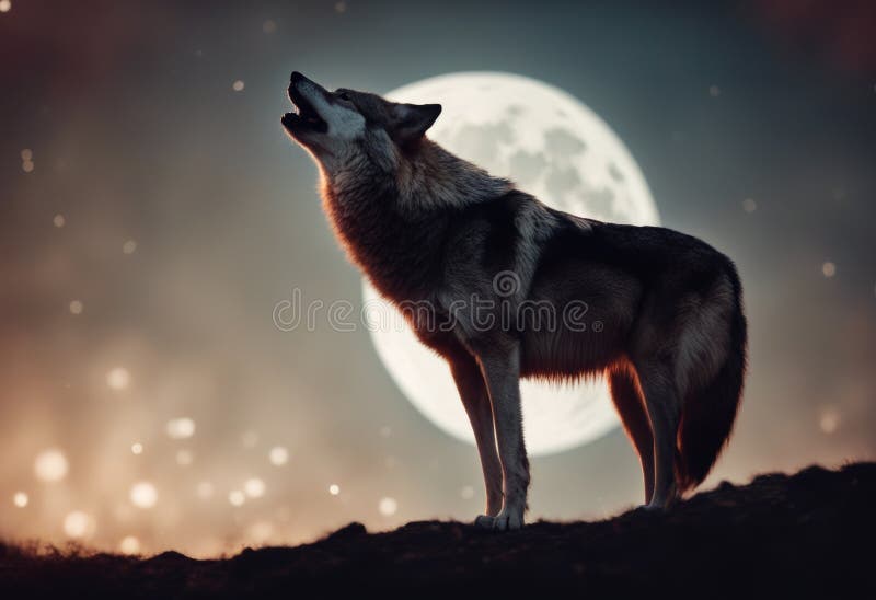 Wolf Howling Blood Full Moon Big Stock Illustration - Illustration of ...
