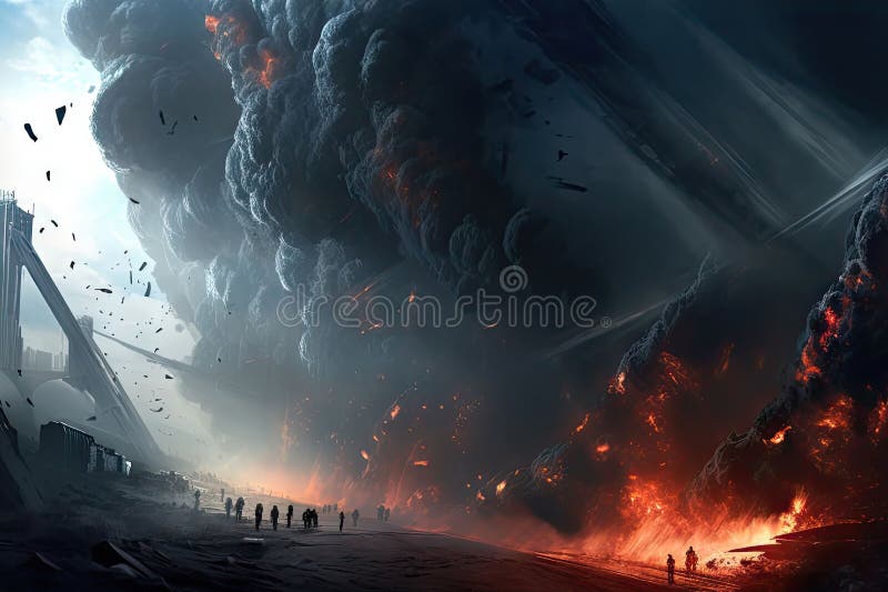 World Collapse, Doomsday Scene, Gital Painting Stock Illustration ...