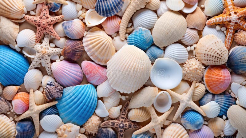 Endless Variations of Seashells on the Beach Stock Illustration ...