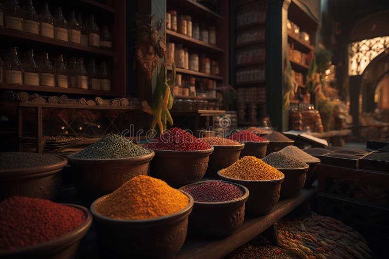 Assorted Spices, Invigorating, Aromatic, Bright, Spice Shop. Ai ...