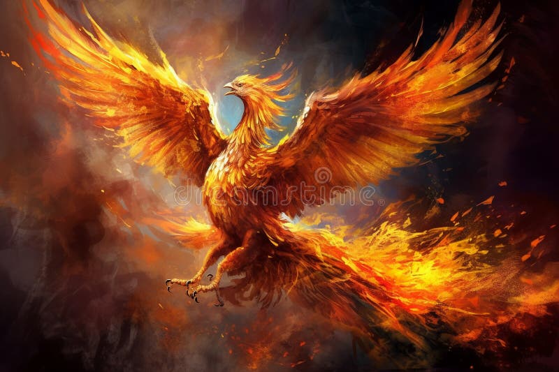 Phoenix from the Ashes with Fiery Wings. Ai Generative Stock ...