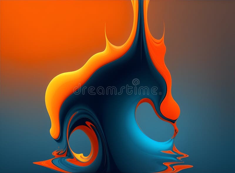 Abstract Liquid Shape, Fluid Design. Isolated Gradient Waves with ...