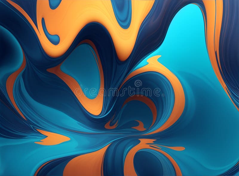 Abstract Liquid Shape, Fluid Design. Isolated Gradient Waves with ...