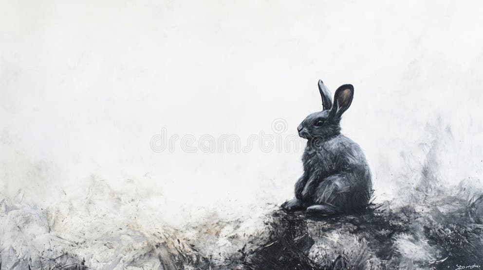 Adorable Rabbit Sitting Alone on White Background for Creative Design ...