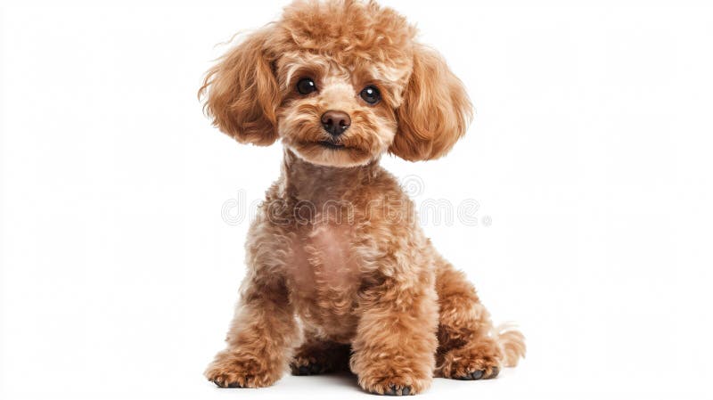 Adorable Toy Poodle Poses Gracefully on White Background Stock Image ...